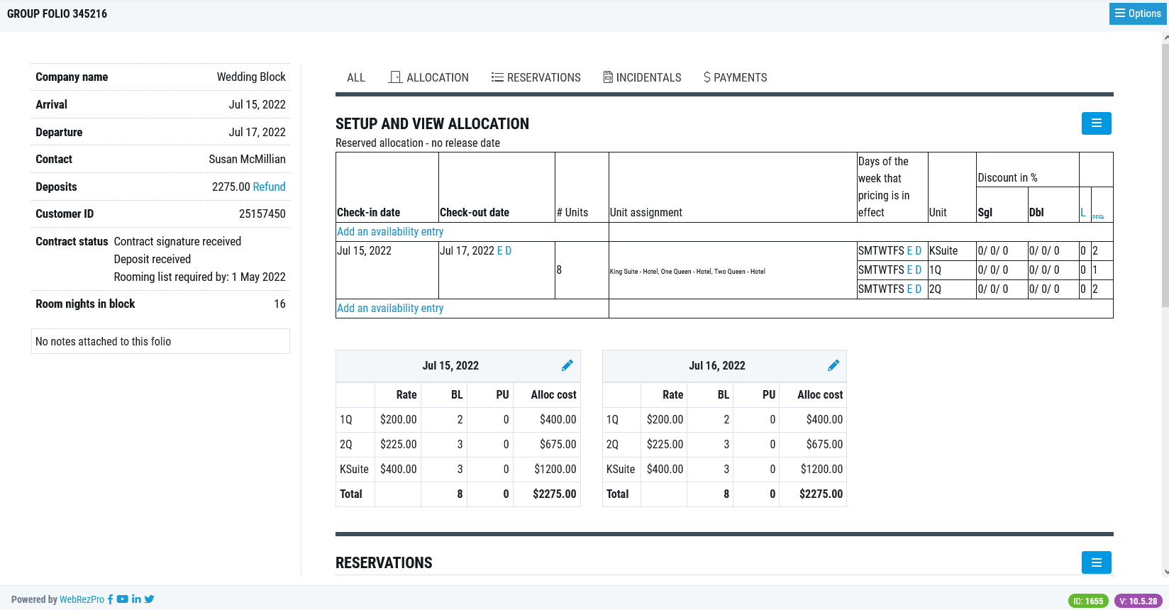 Group Folio, Bulk Overrides, and Rate Edit Form Updates - WebRezPro