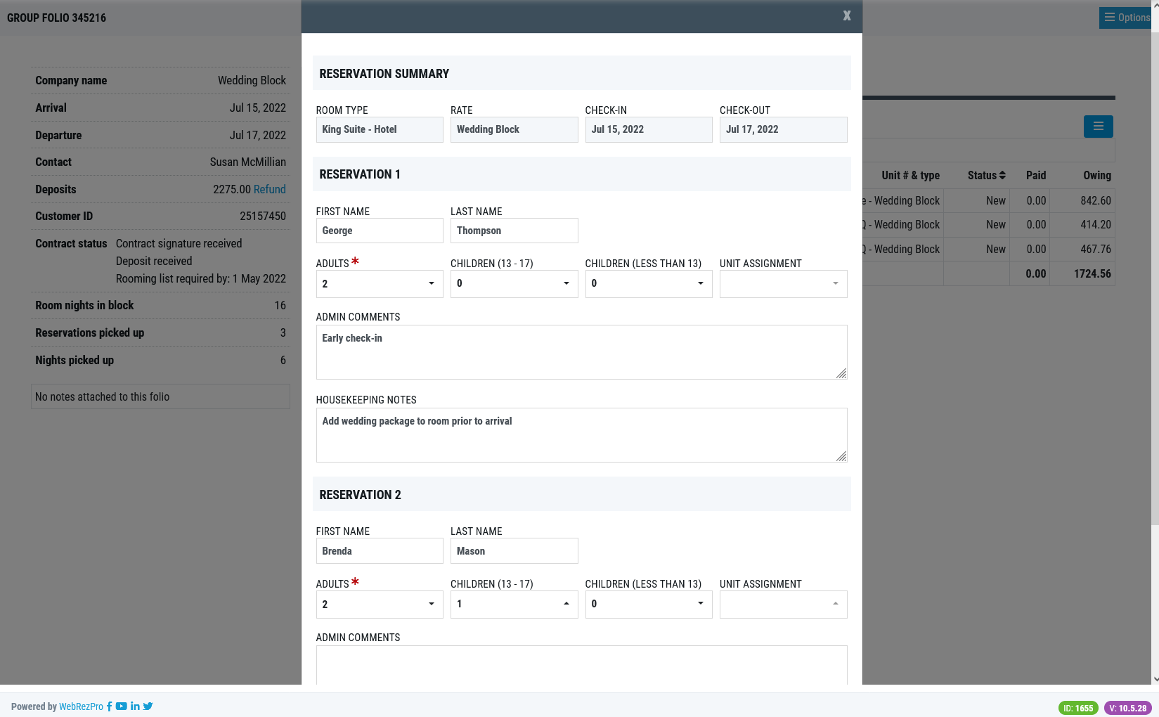 Group Folio, Bulk Overrides, and Rate Edit Form Updates - WebRezPro